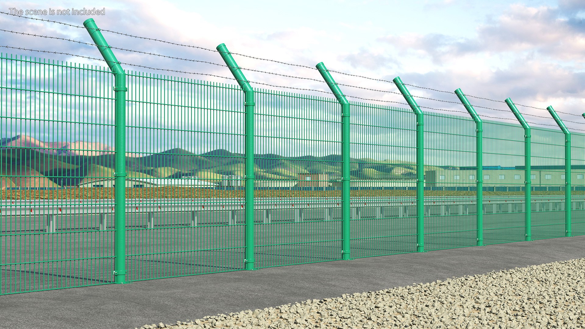 3D Mesh Fence With Barber Wire Green - TurboSquid 1950859