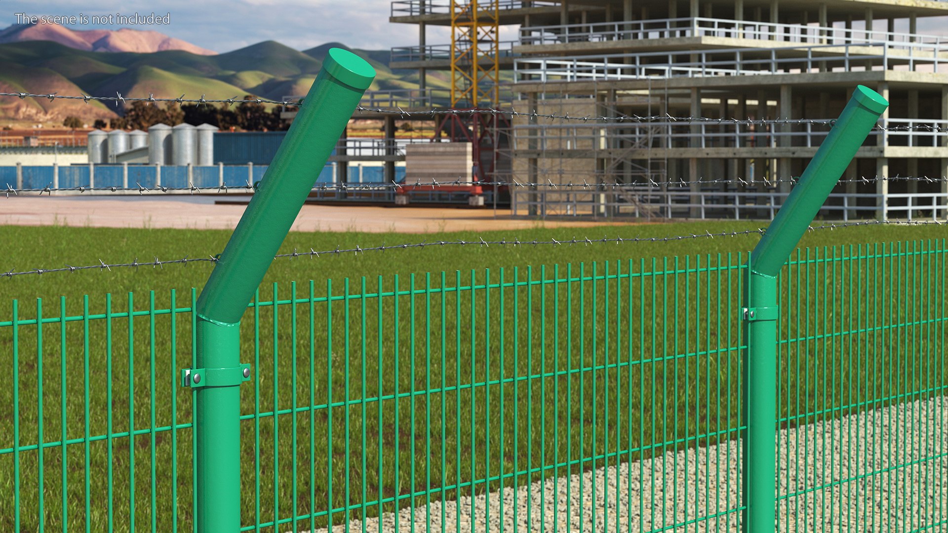 3D Mesh Fence With Barber Wire Green - TurboSquid 1950859