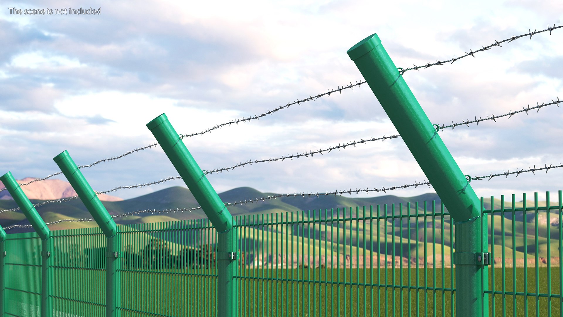 3D Mesh Fence With Barber Wire Green - TurboSquid 1950859