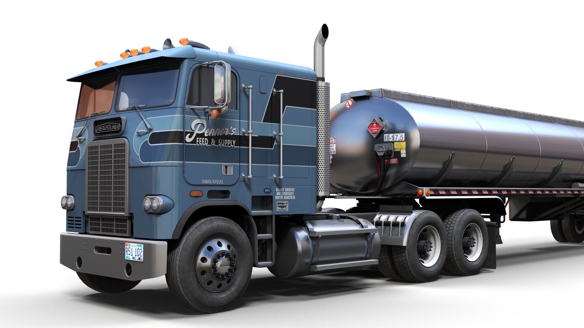 Freightliner cabover fuel trailer model - TurboSquid 2001425