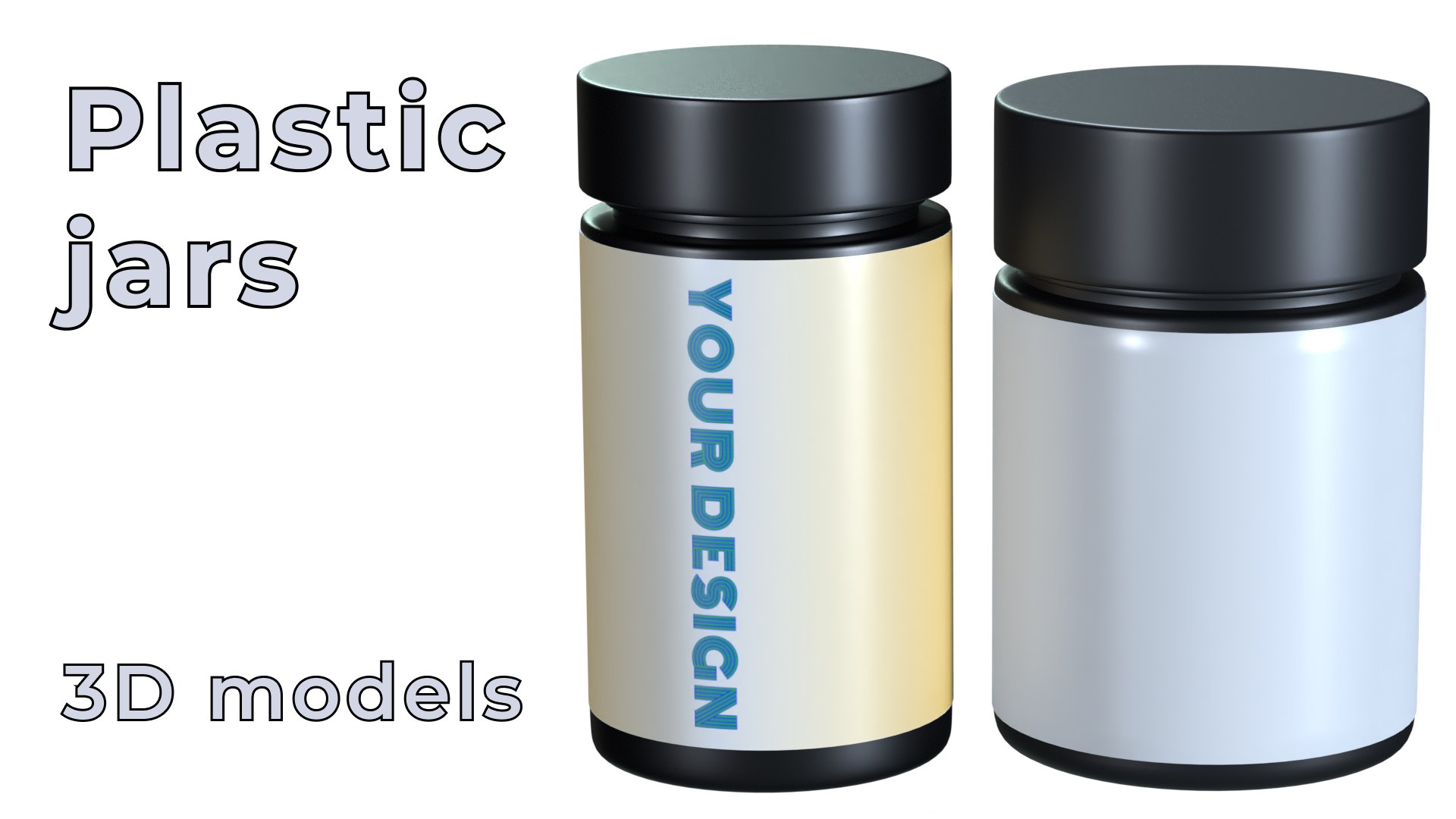 3D Plastic Jars With Labels - 3D Models Model - TurboSquid 2155524