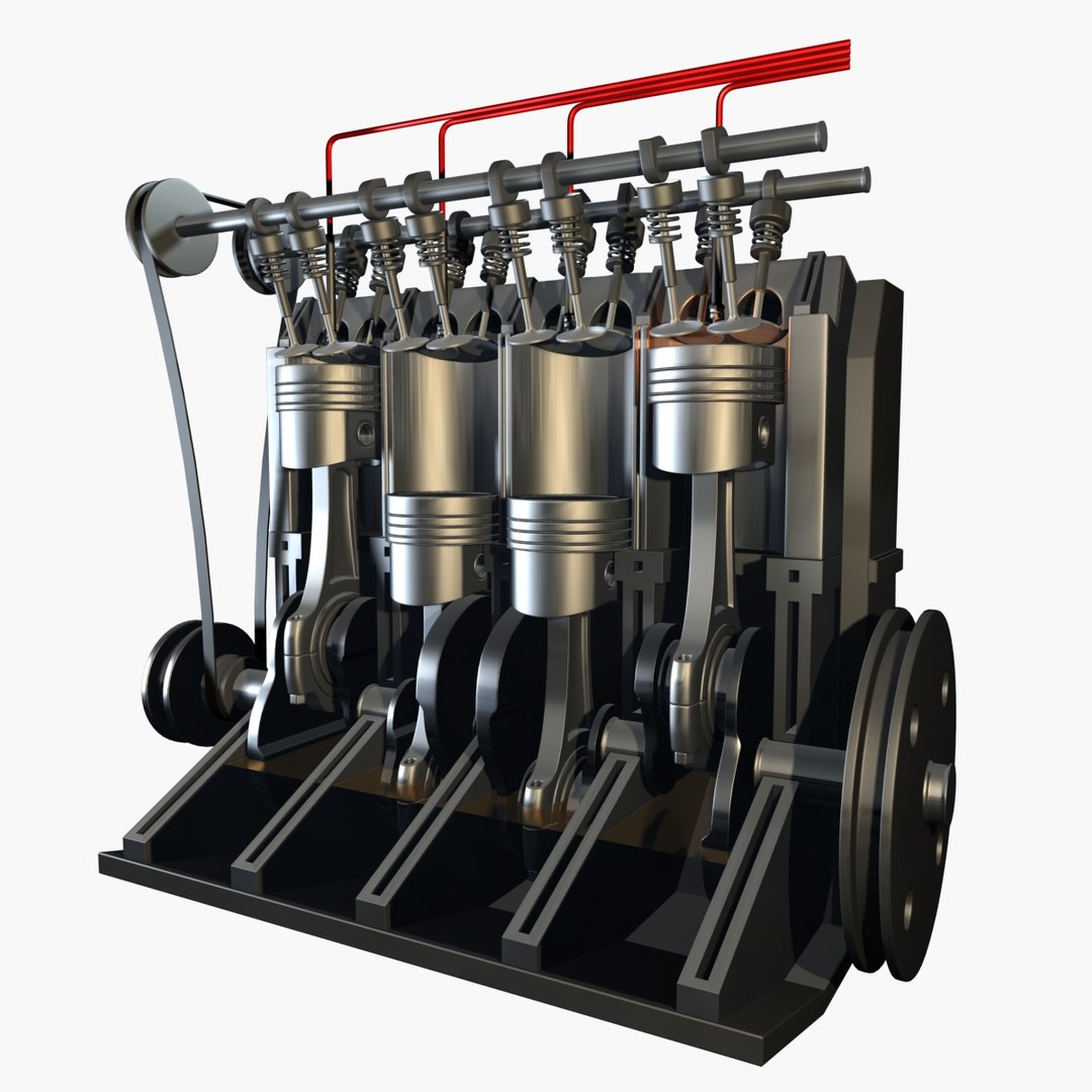 3d cylinder engine cuts model