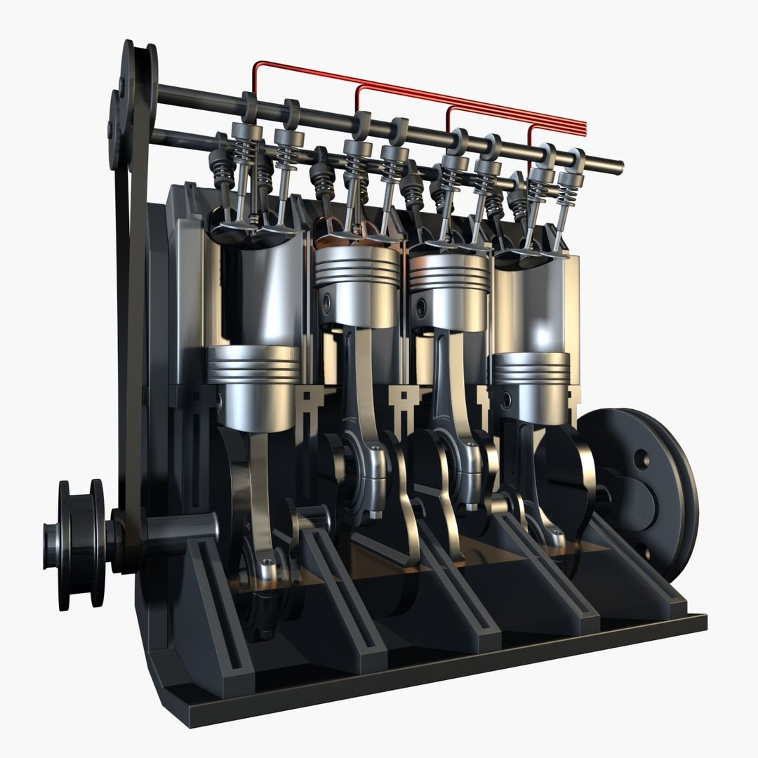 3d cylinder engine cuts model