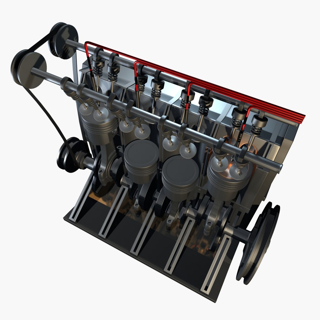 3d cylinder engine cuts model