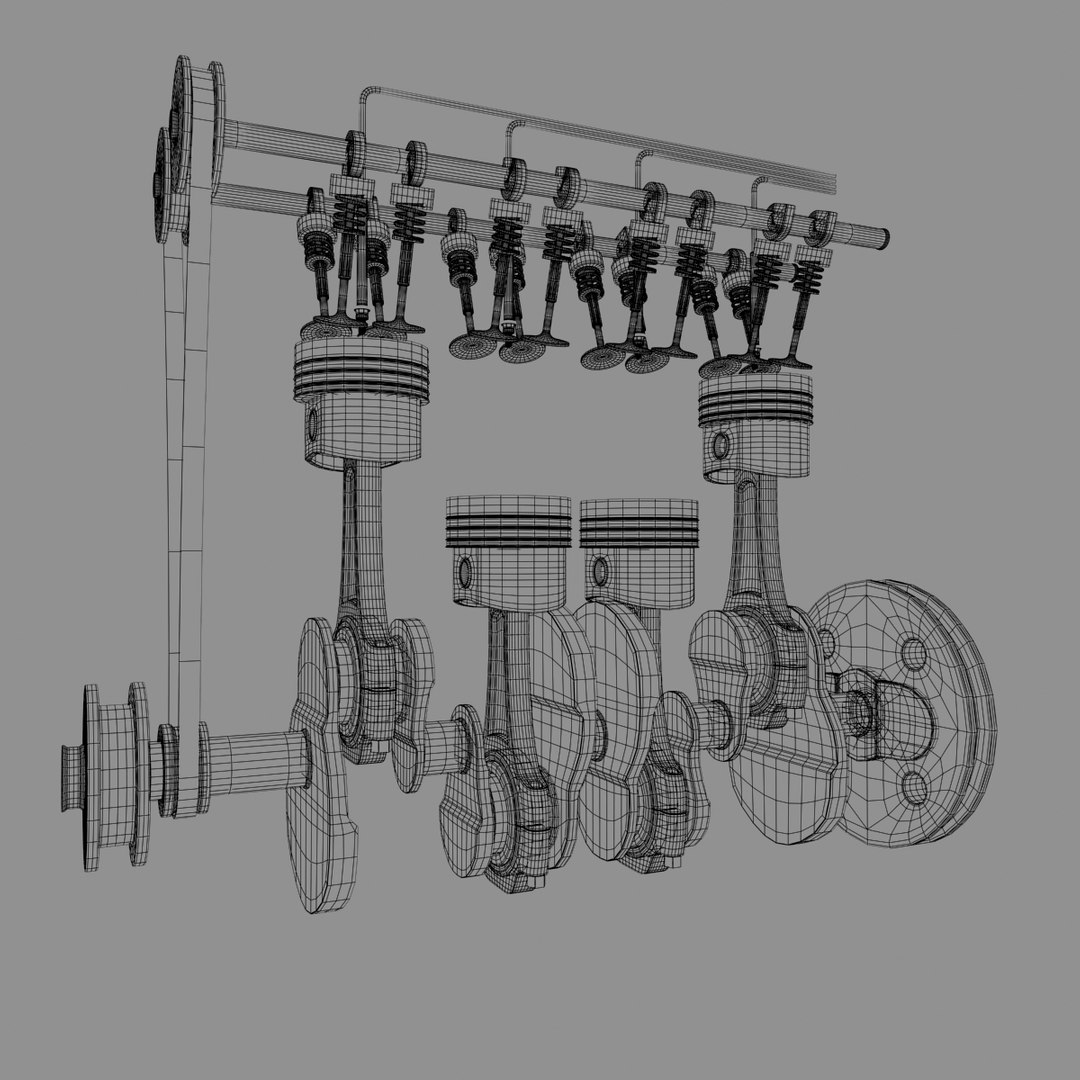 3d cylinder engine cuts model