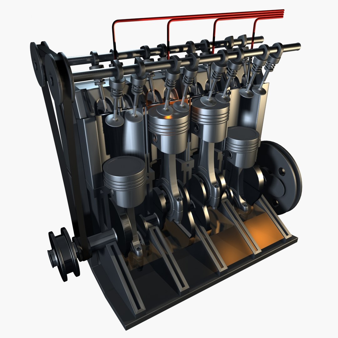 3d cylinder engine cuts model