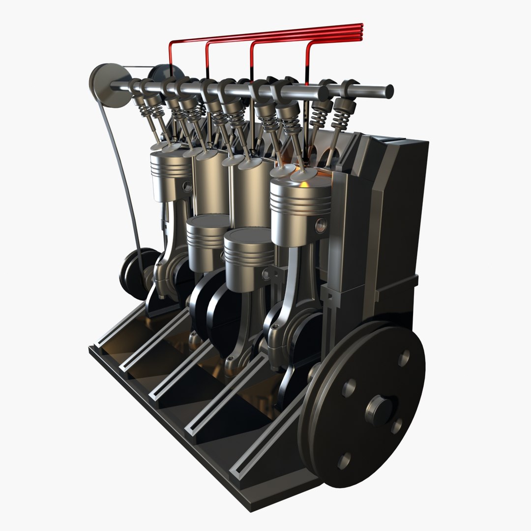 3d cylinder engine cuts model