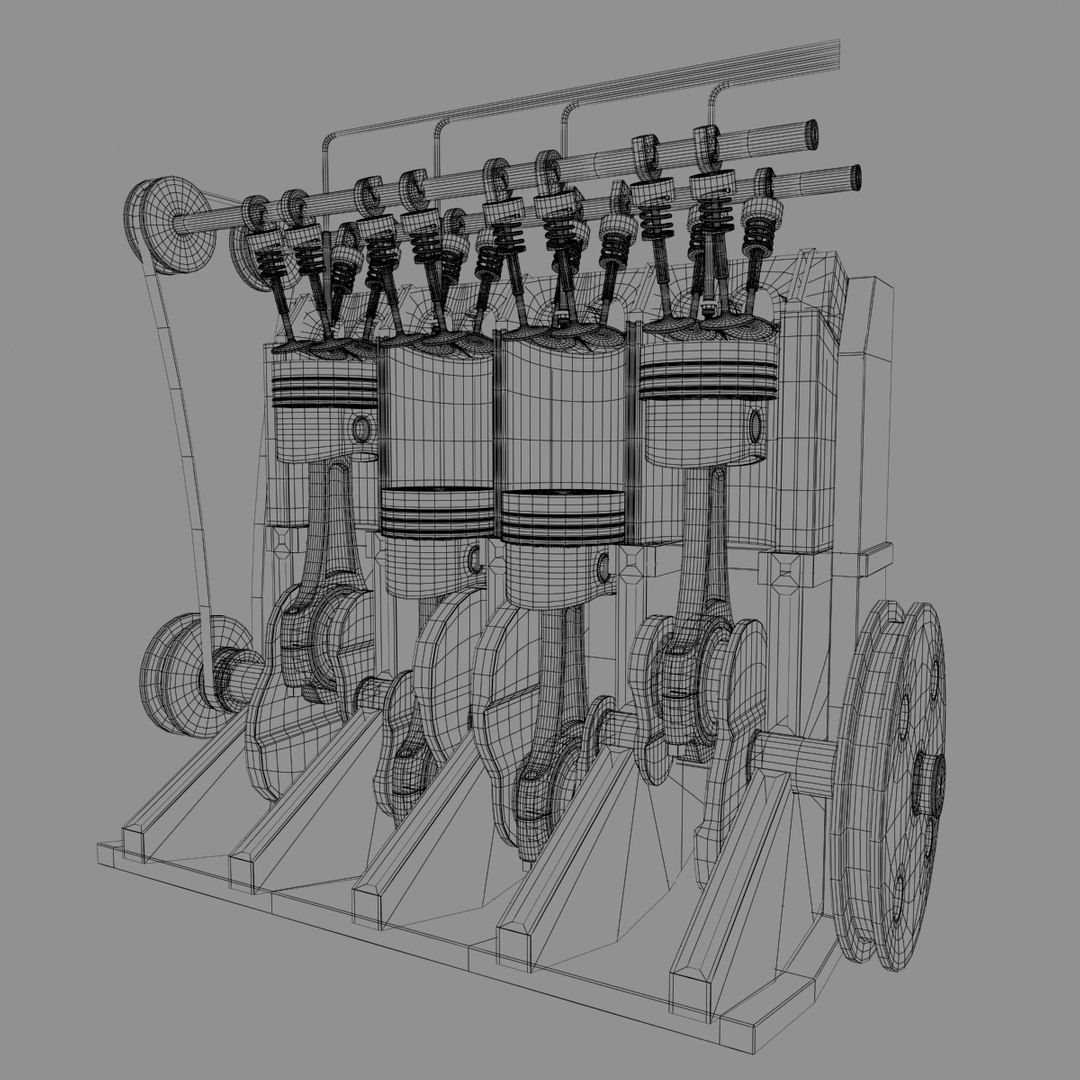 3d cylinder engine cuts model