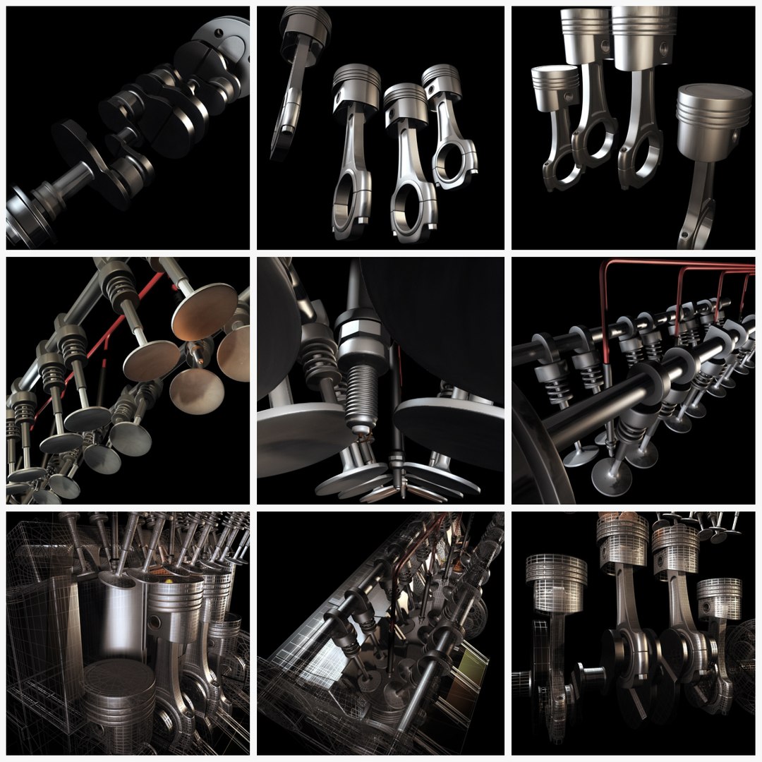 3d cylinder engine cuts model