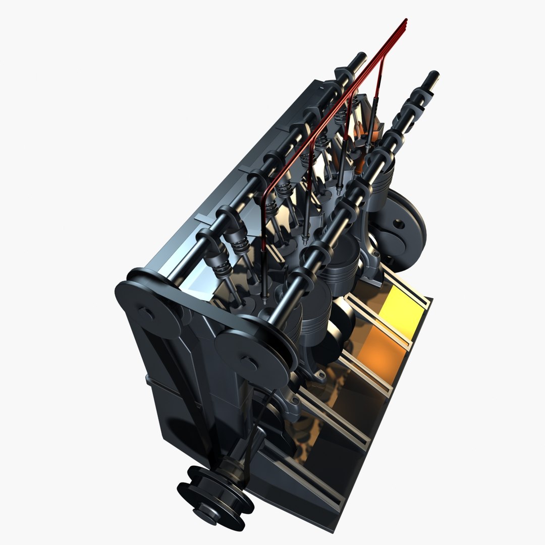 3d cylinder engine cuts model