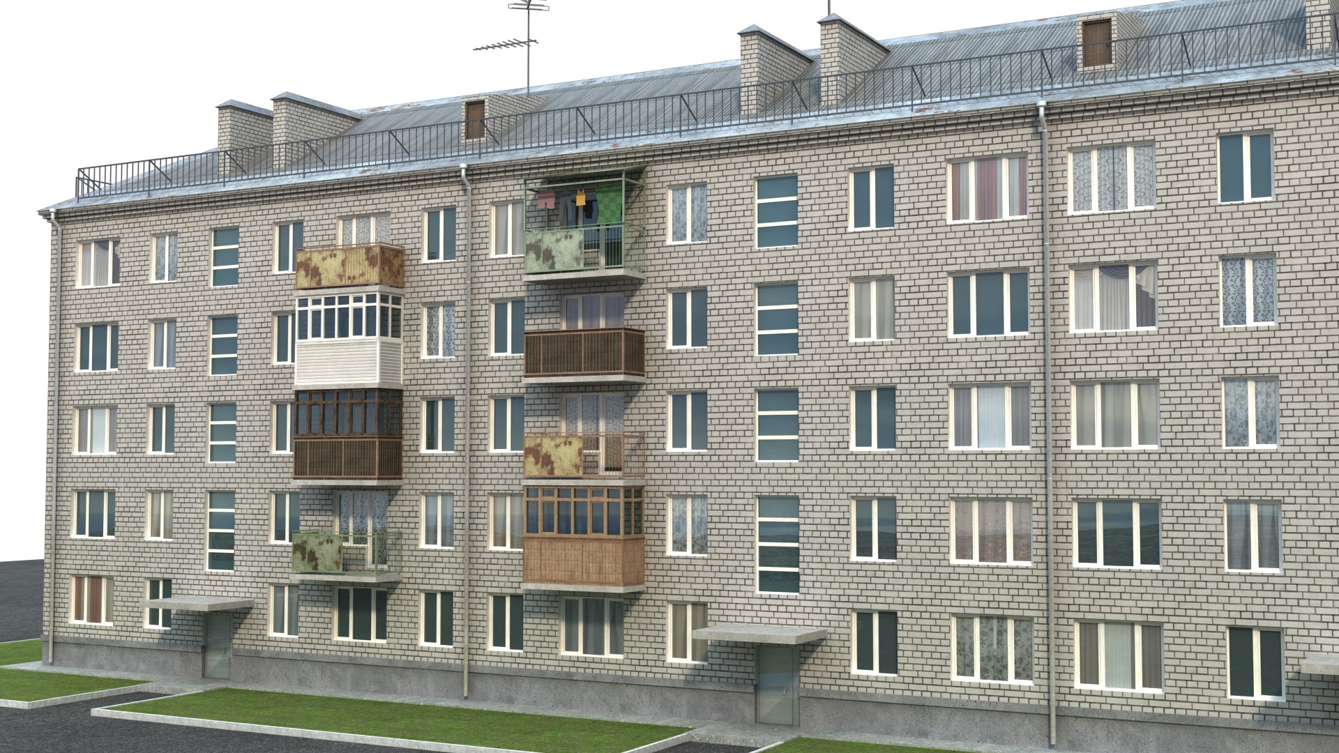 3D Typical Soviet five-storey house project 447 Khrushchev - TurboSquid ...