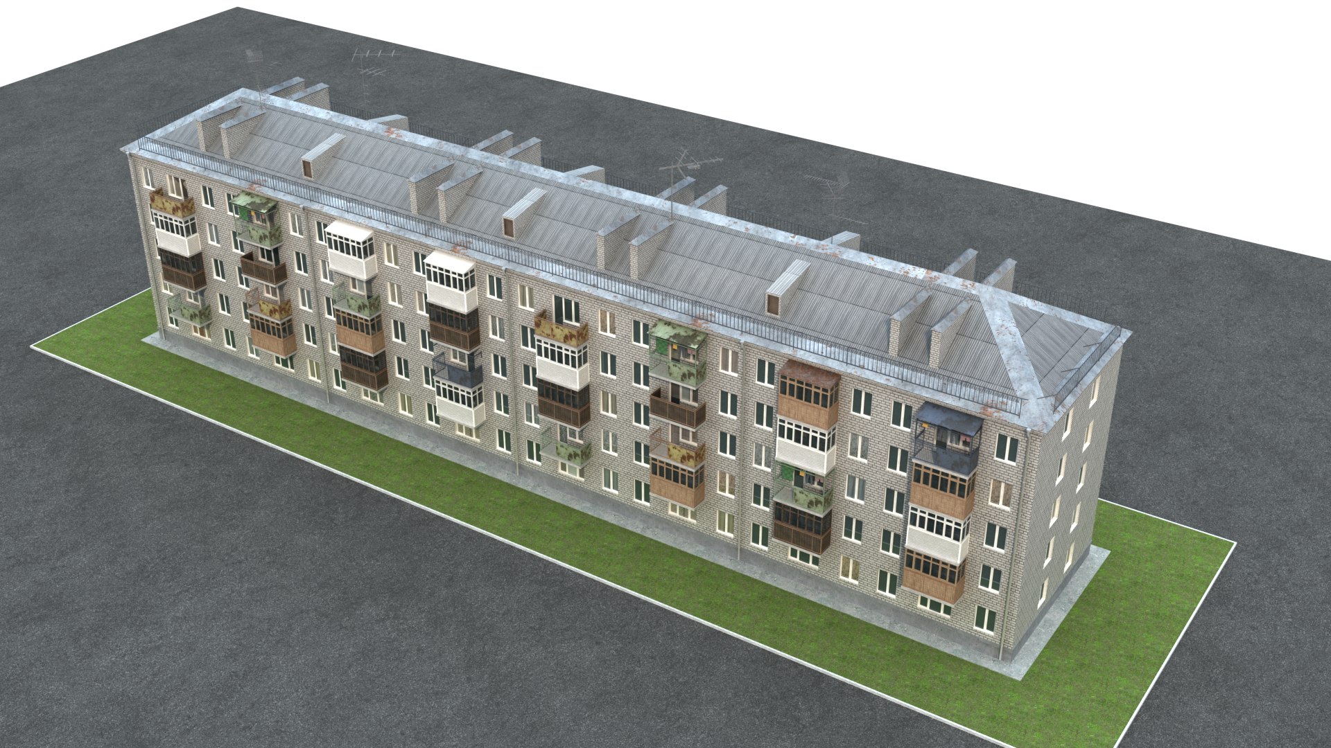 3D Typical Soviet five-storey house project 447 Khrushchev - TurboSquid ...