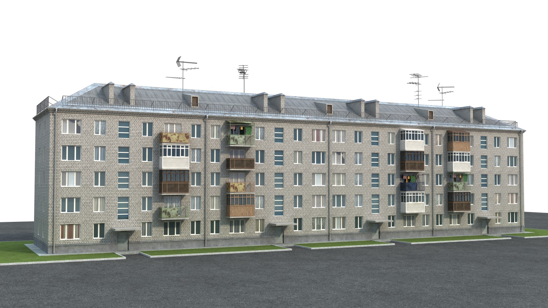 3D Typical Soviet five-storey house project 447 Khrushchev - TurboSquid ...