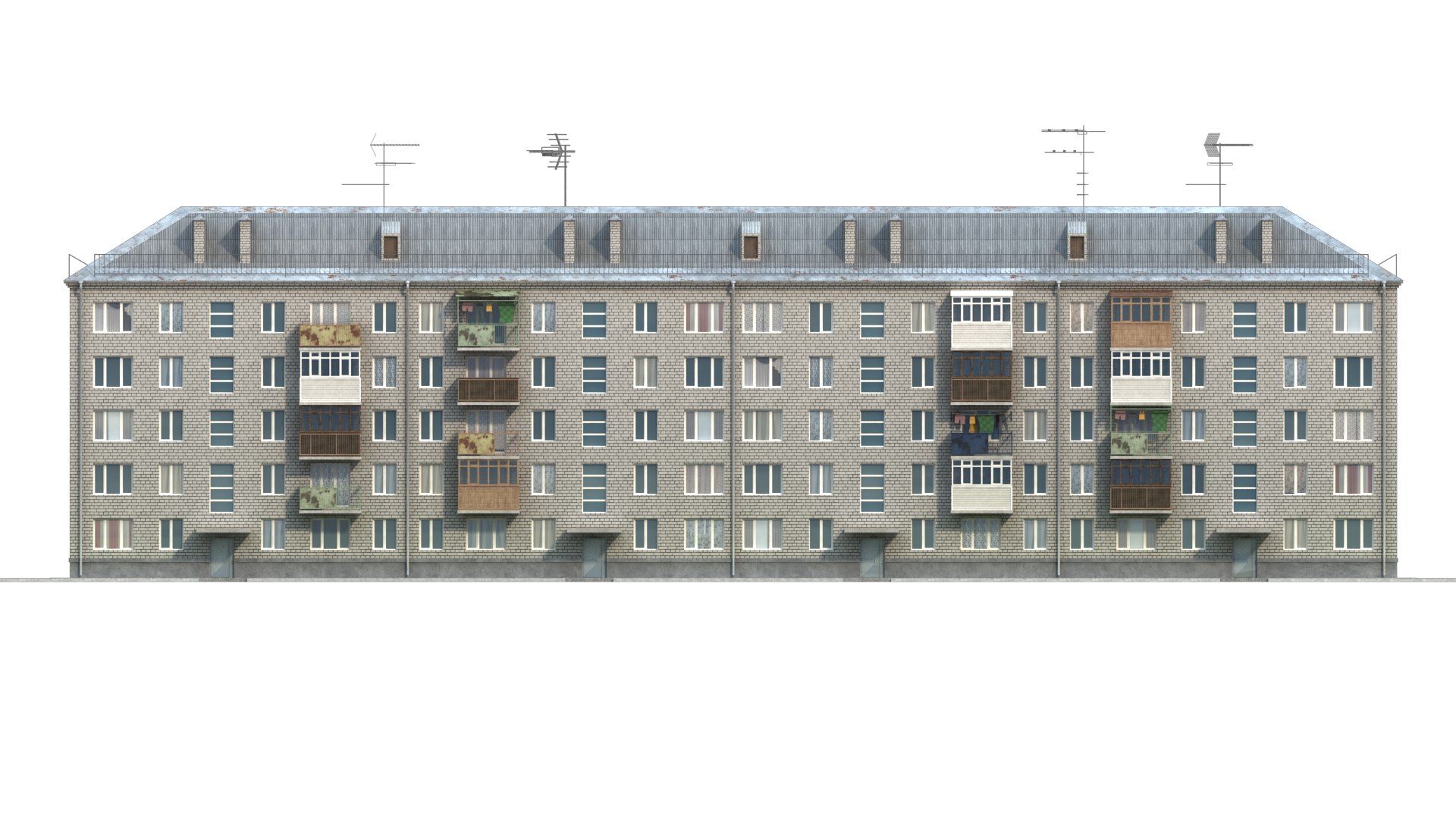 3D Typical Soviet five-storey house project 447 Khrushchev - TurboSquid ...