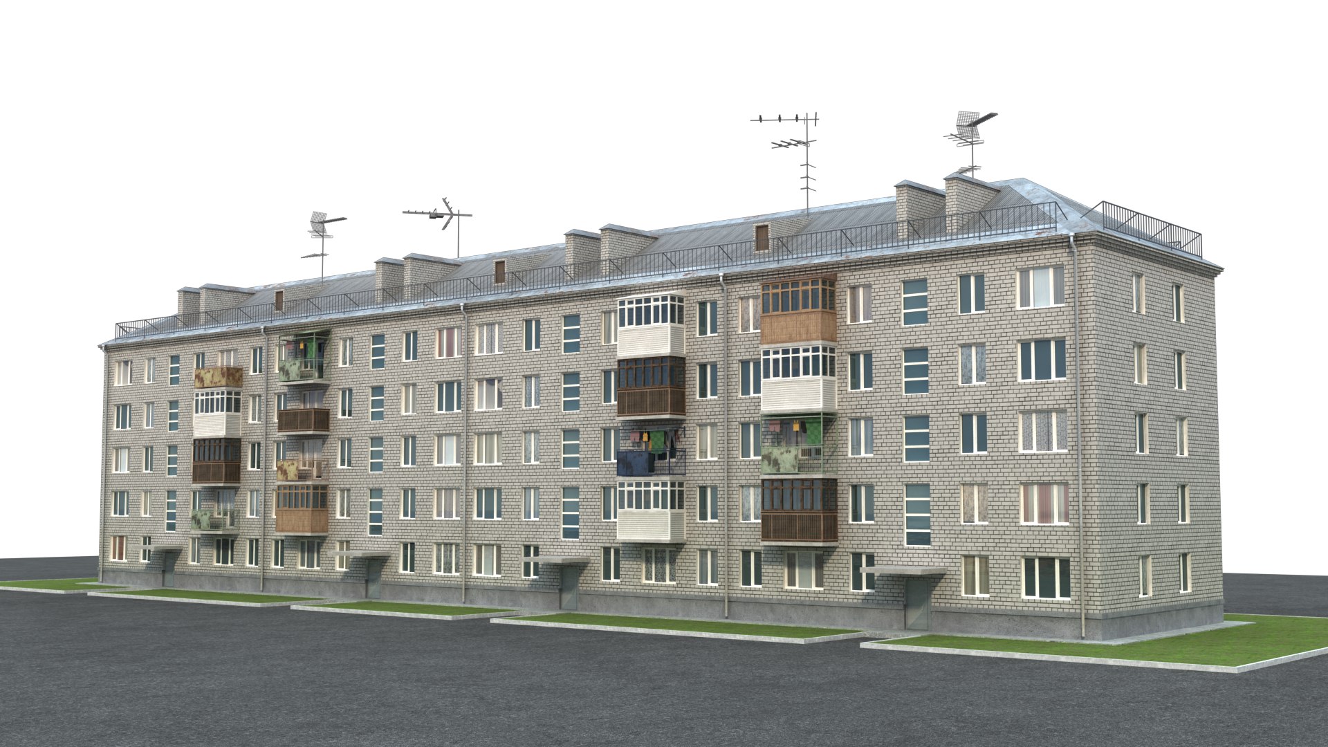 3D Typical Soviet five-storey house project 447 Khrushchev - TurboSquid ...