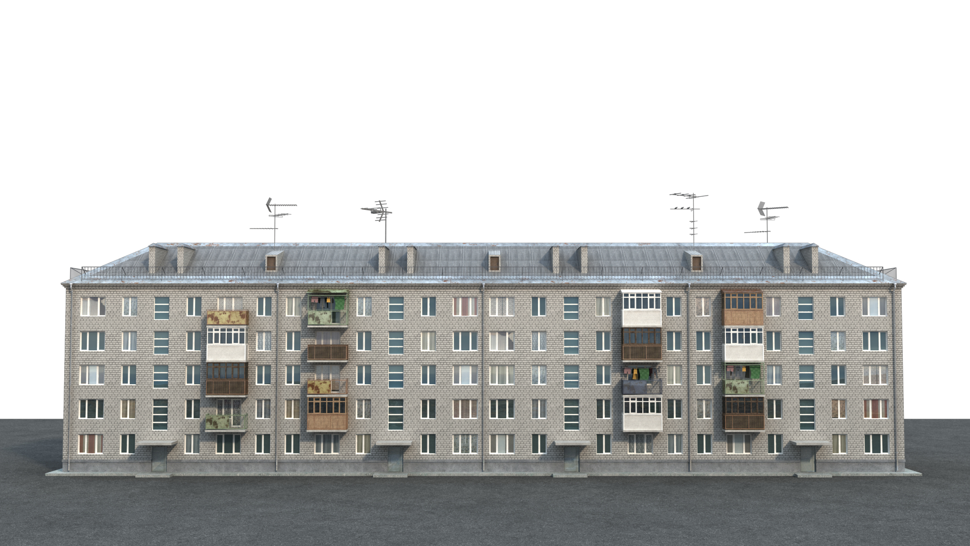 3D Typical Soviet five-storey house project 447 Khrushchev - TurboSquid ...