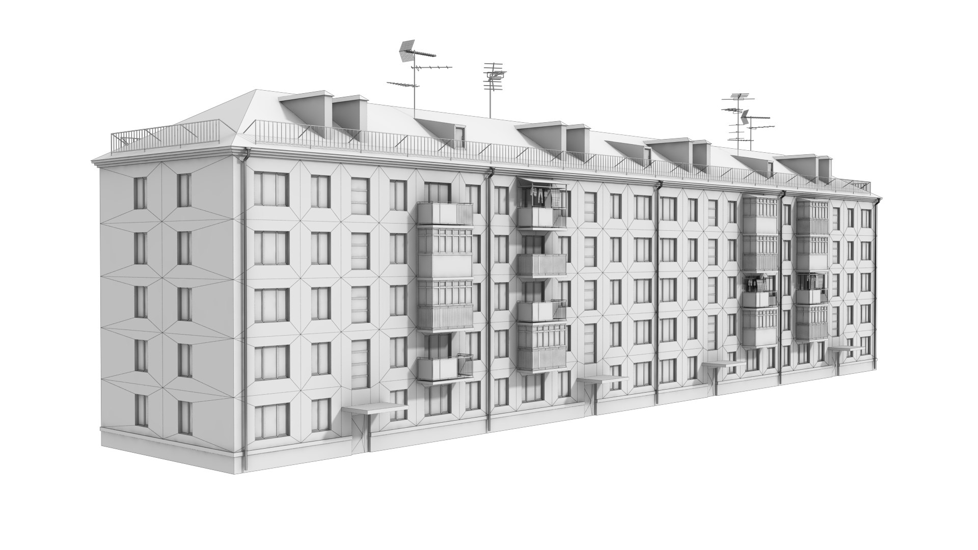 3D Typical Soviet five-storey house project 447 Khrushchev - TurboSquid ...