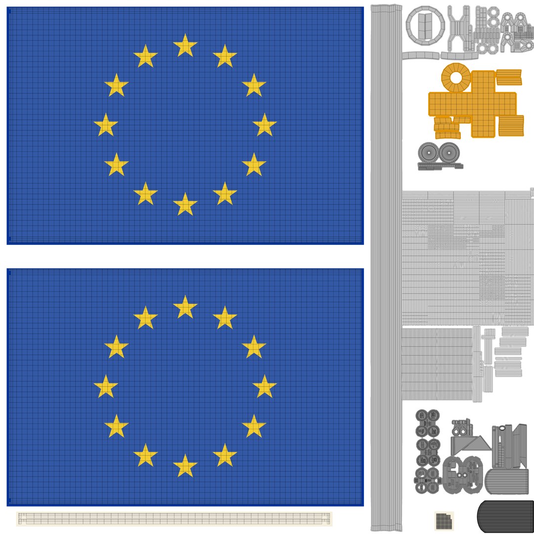 3D Wall Flag European Union T2 - TurboSquid 2227343