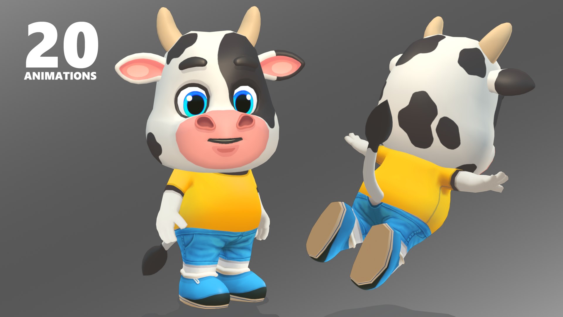 3D Cow Bull Oxen Animated Rigged Model - TurboSquid 2014108