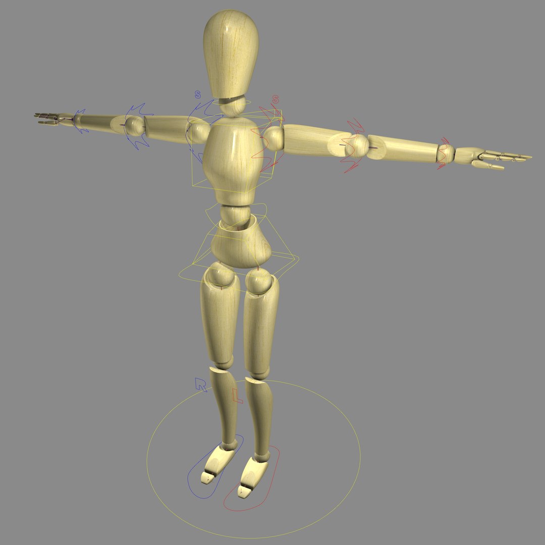 Rigged Wooden Mannequin Character Female 3d Obj