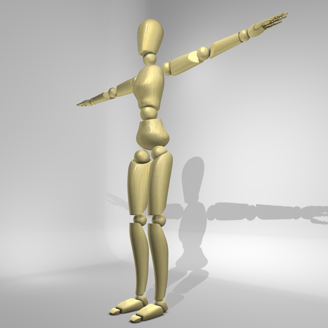 Rigged Wooden Mannequin Character Female 3d Obj