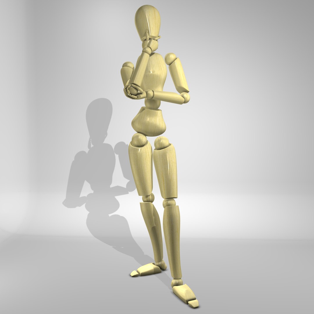 Rigged Wooden Mannequin Character Female 3d Obj