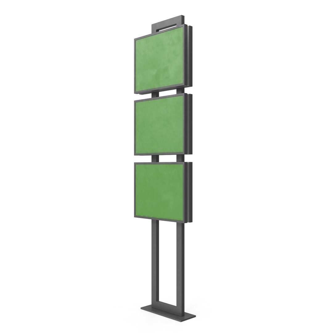 3D Model Three-Section Metal Totem Sign For Storefronts And Business ...