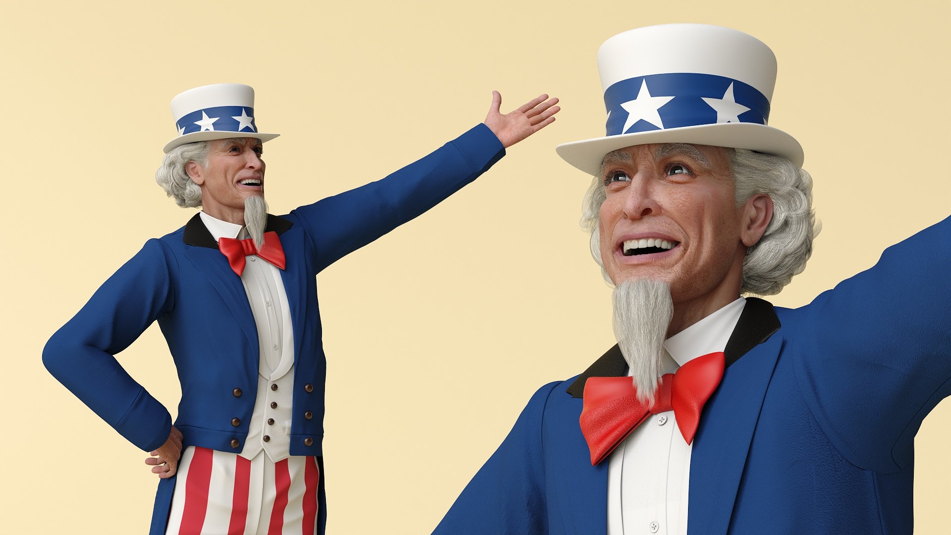 3D Uncle Sam Raised Hand Pose Model - TurboSquid 2413207