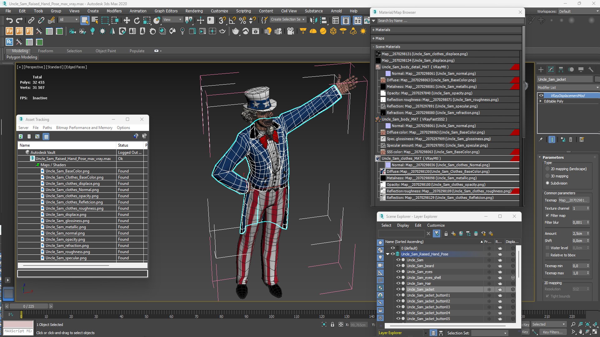 3D Uncle Sam Raised Hand Pose Model - TurboSquid 2413207