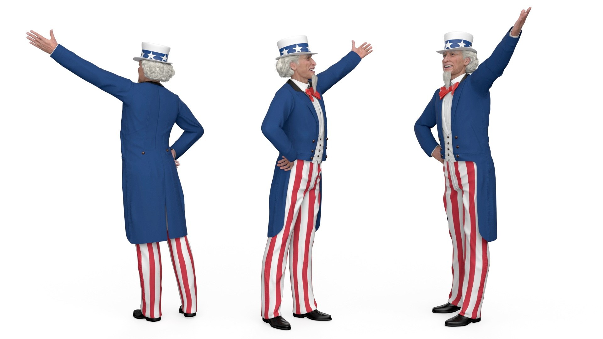 3D Uncle Sam Raised Hand Pose Model - TurboSquid 2413207