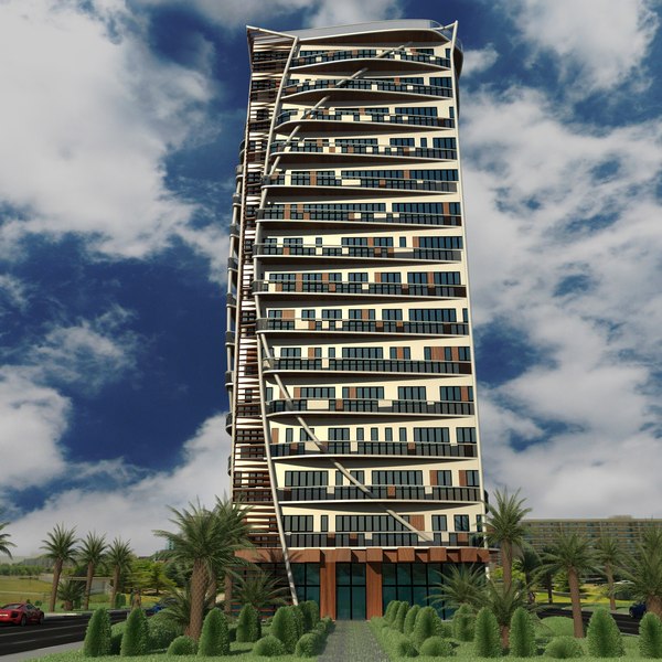 max scene modern skyscraper building
