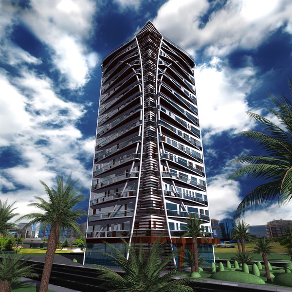 max scene modern skyscraper building