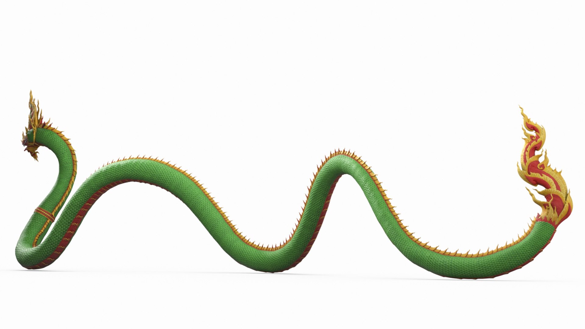 3D Asian Naga Dragon Green Rigged For Maya Model - TurboSquid 2335678