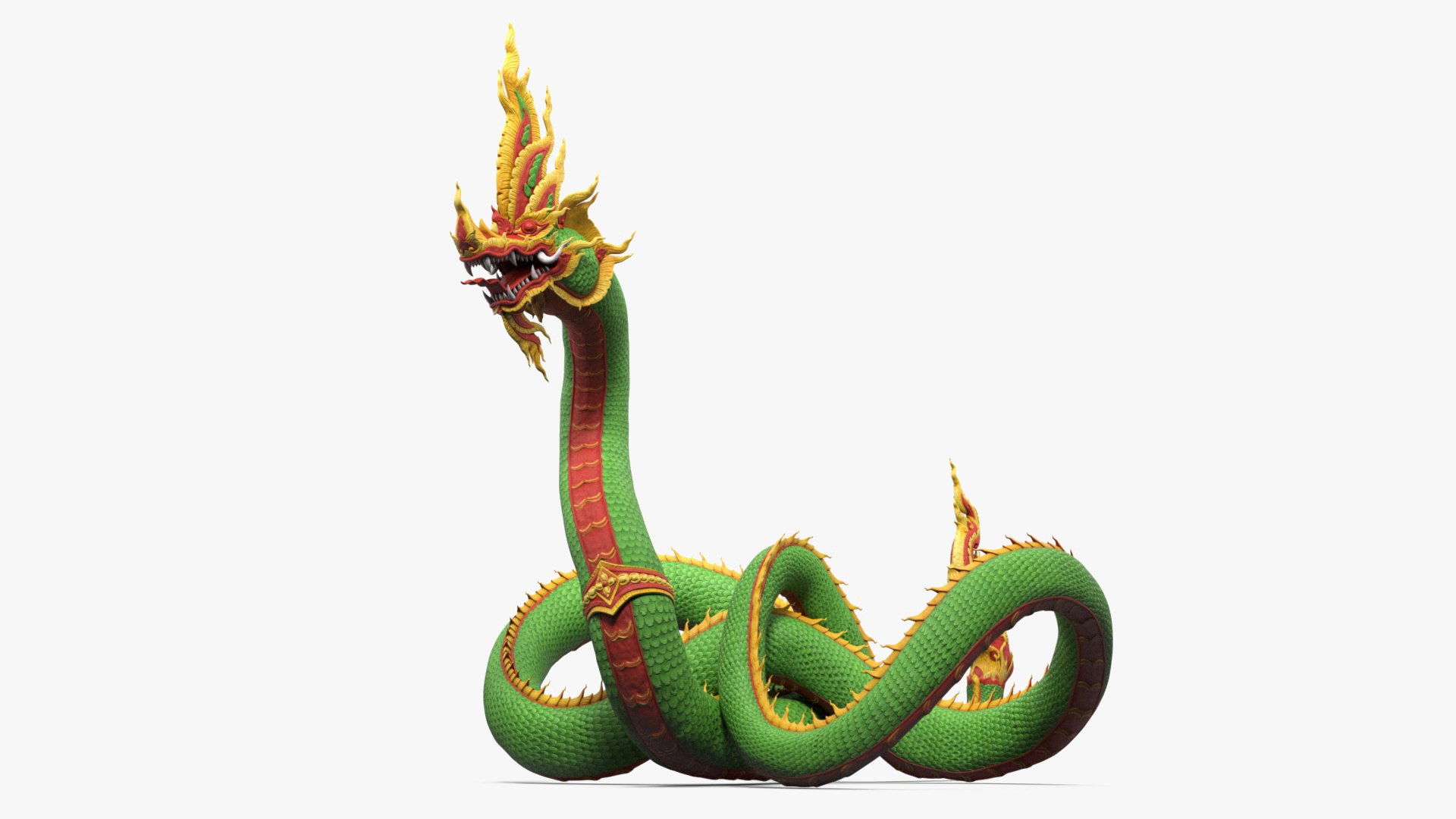 3D Asian Naga Dragon Green Rigged For Maya Model - TurboSquid 2335678