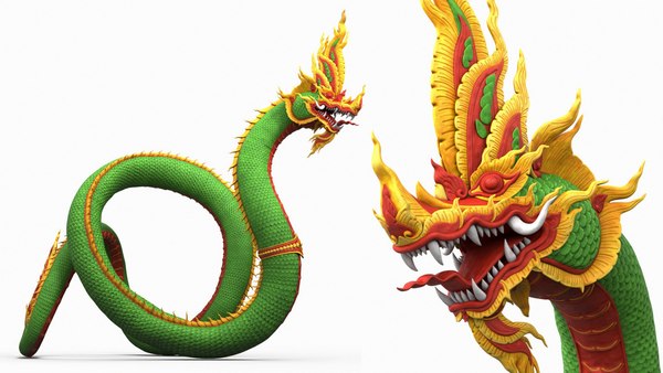 modelo 3d Dragón naga asiático verde aparejado para Maya - TurboSquid ...