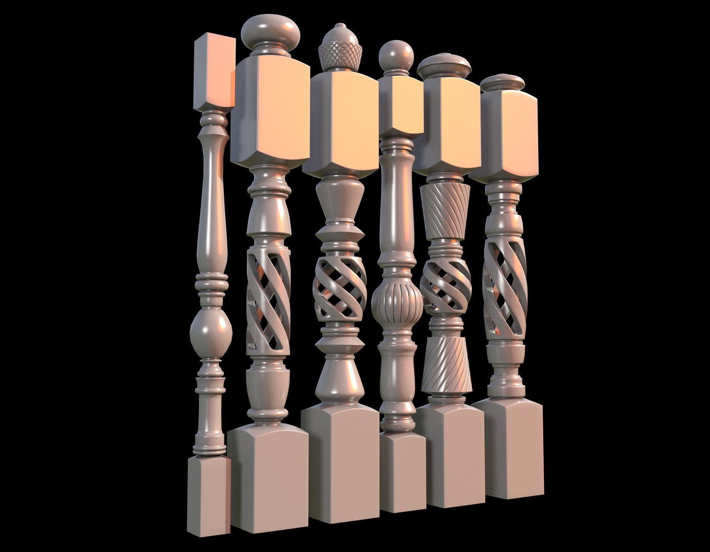 3D baluster stairways parapets model - TurboSquid 1682428