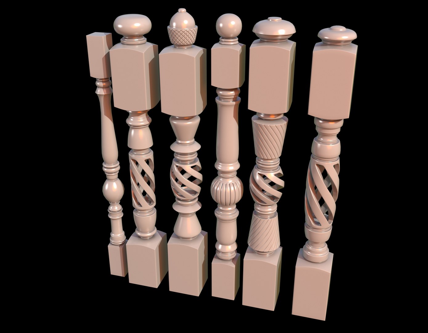 3D baluster stairways parapets model - TurboSquid 1682428
