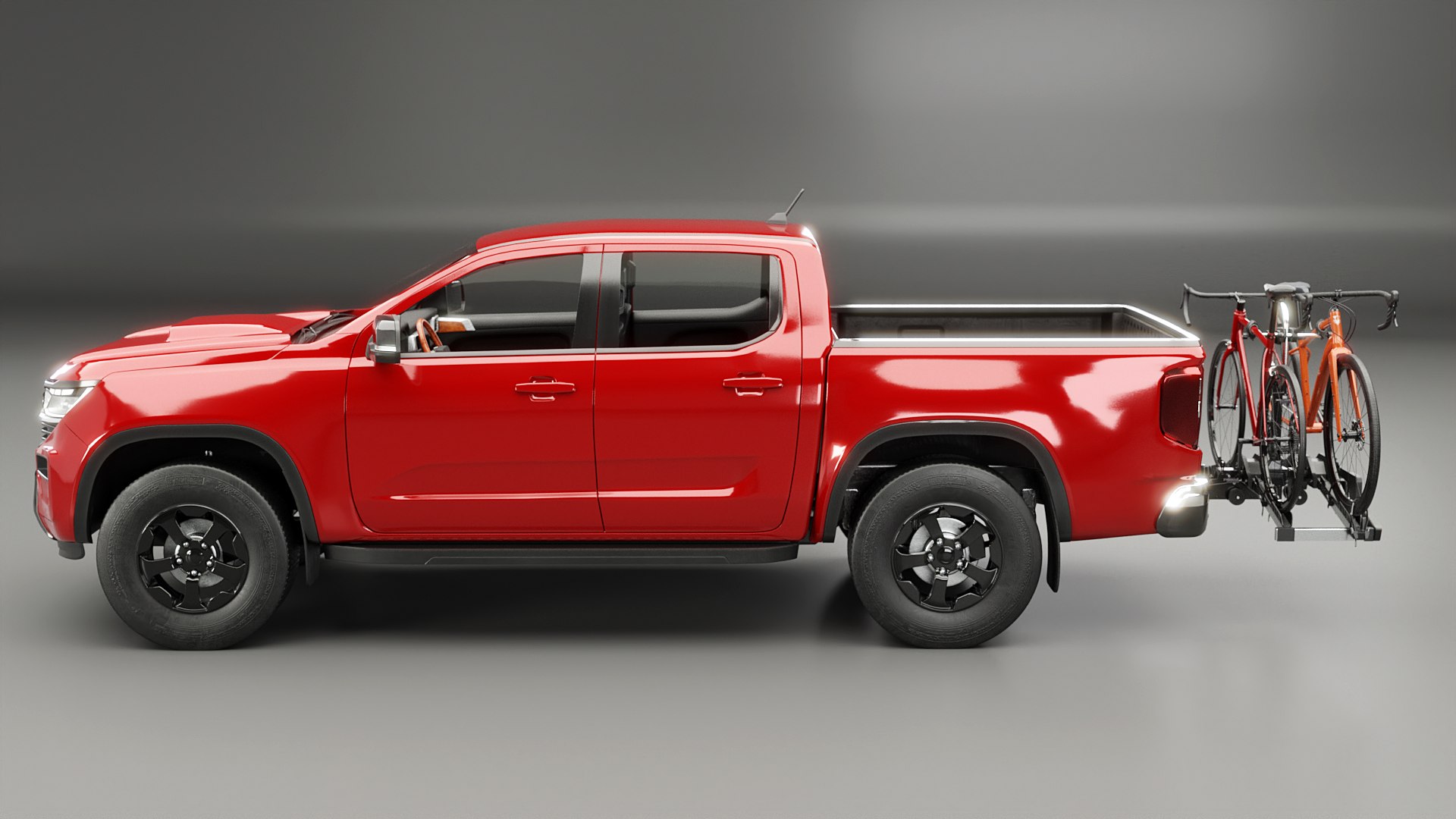 3D Generic Modern Pickup and Bicycle Towbar Carrier with Road Bike and ...