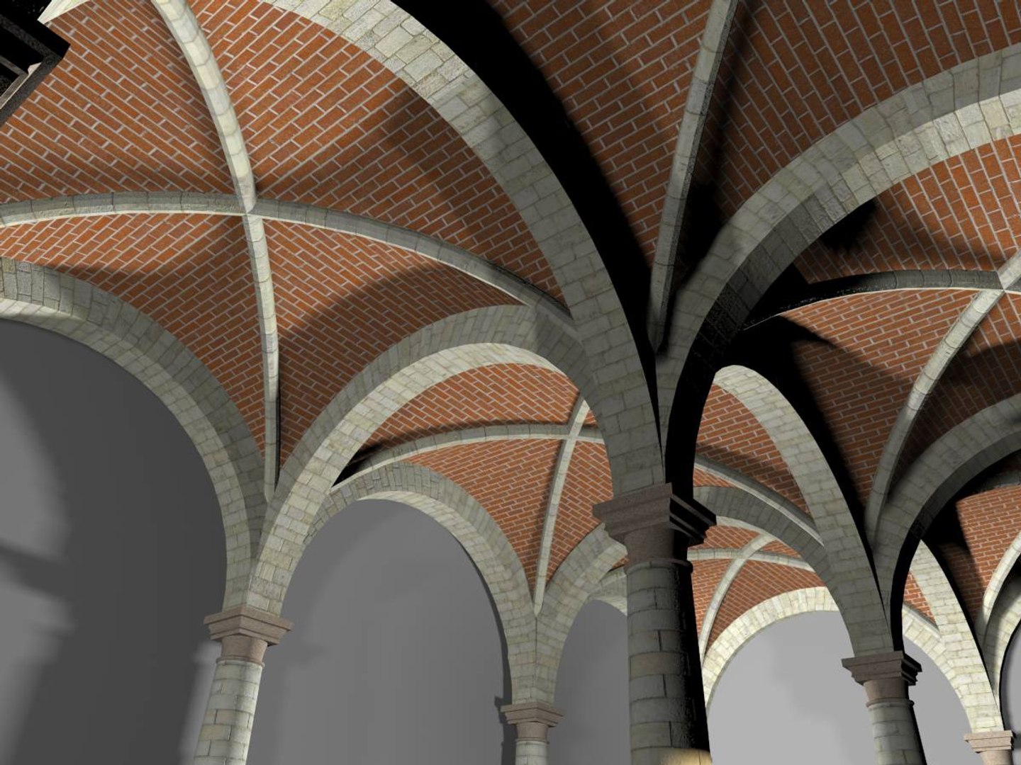 Romanic Vaulting Column Spacings 3d Model