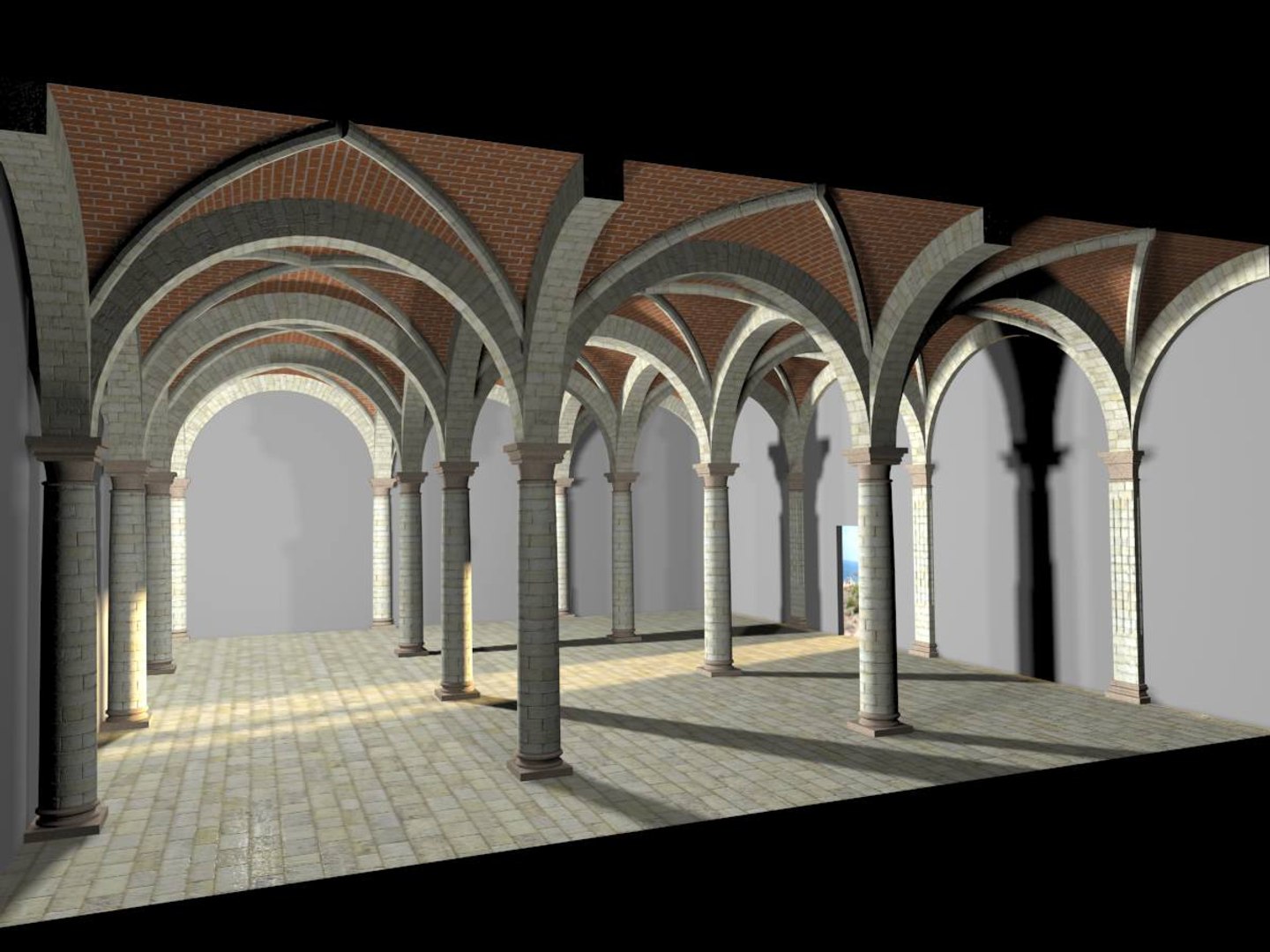 Romanic Vaulting Column Spacings 3d Model