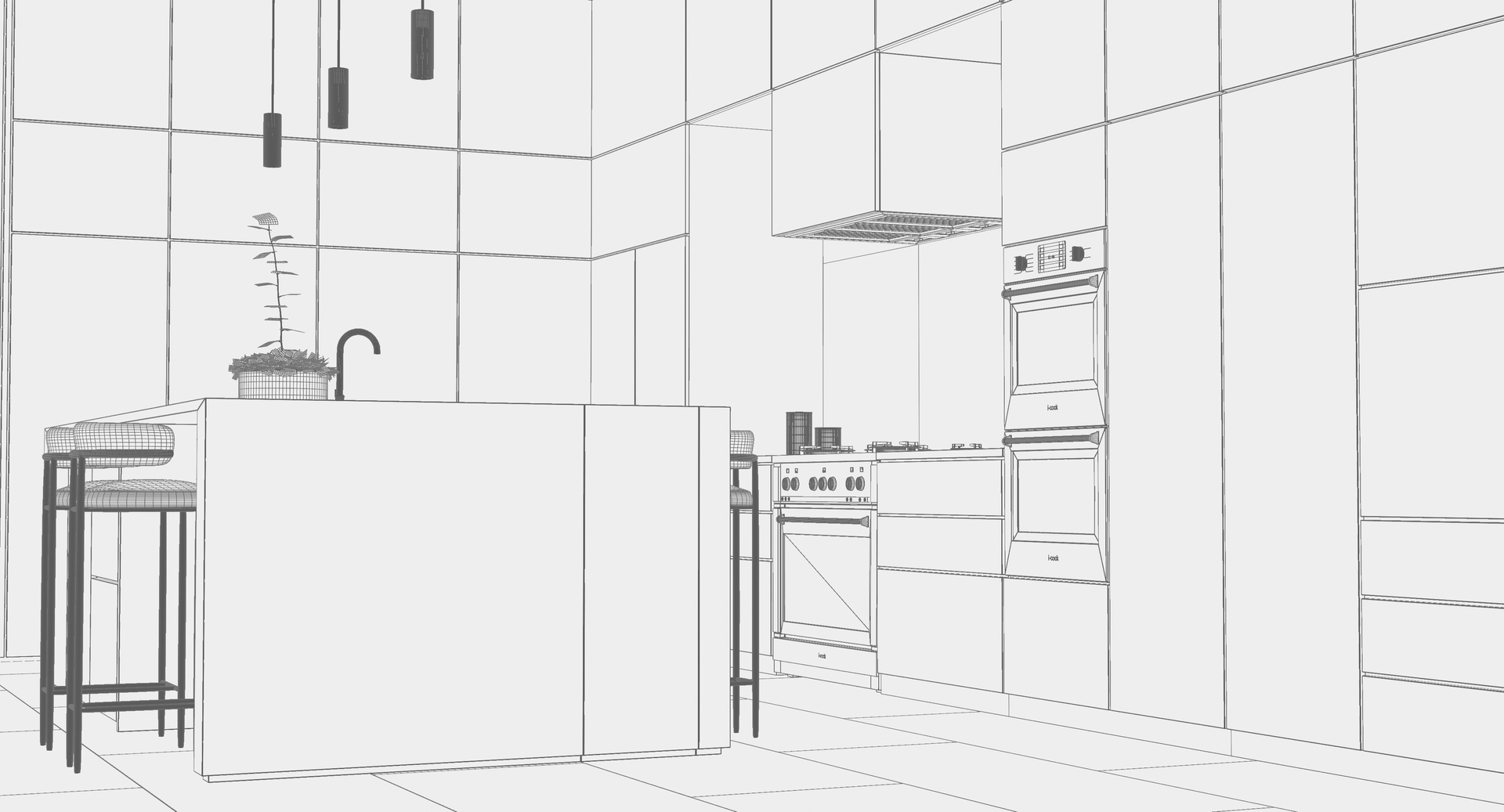 3D scene kitchen modern - TurboSquid 1675319