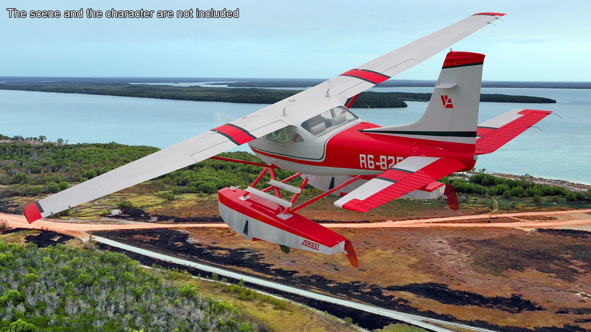 Seaplane Cessna 182 With Floats Rigged For Maya Model - TurboSquid 2371669