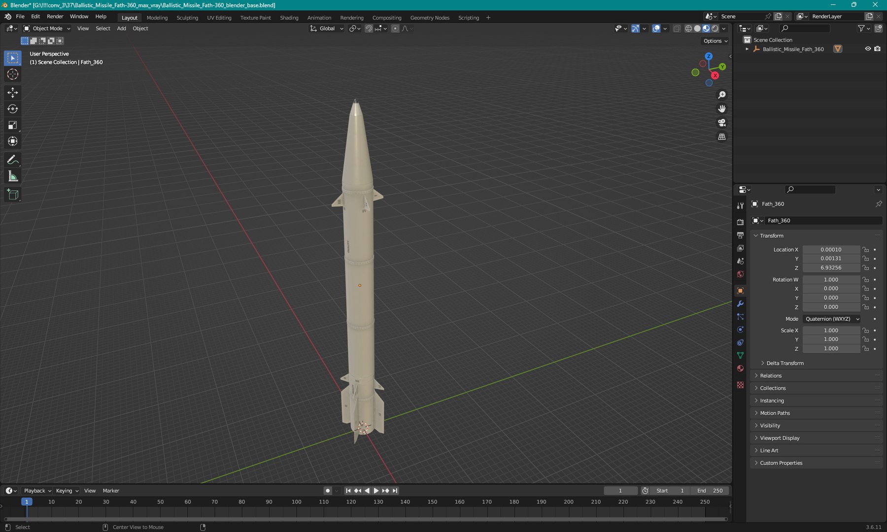 3D Ballistic Missile Fath-360 - TurboSquid 2302675