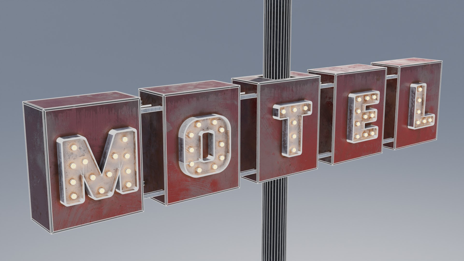 Large Retro Motel Sign With Antenna 4K 3D Model 3D - TurboSquid 1958595
