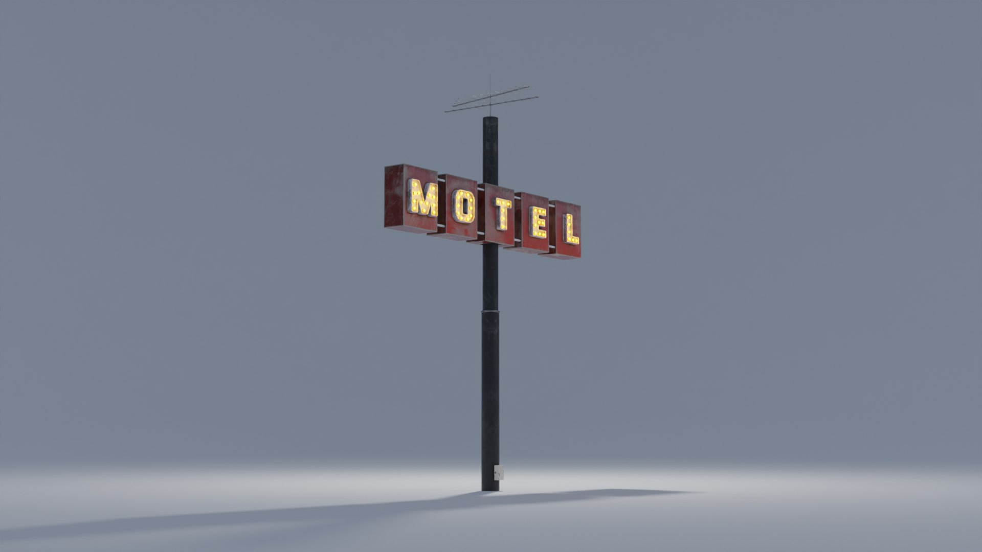 Large Retro Motel Sign With Antenna 4K 3D Model 3D - TurboSquid 1958595