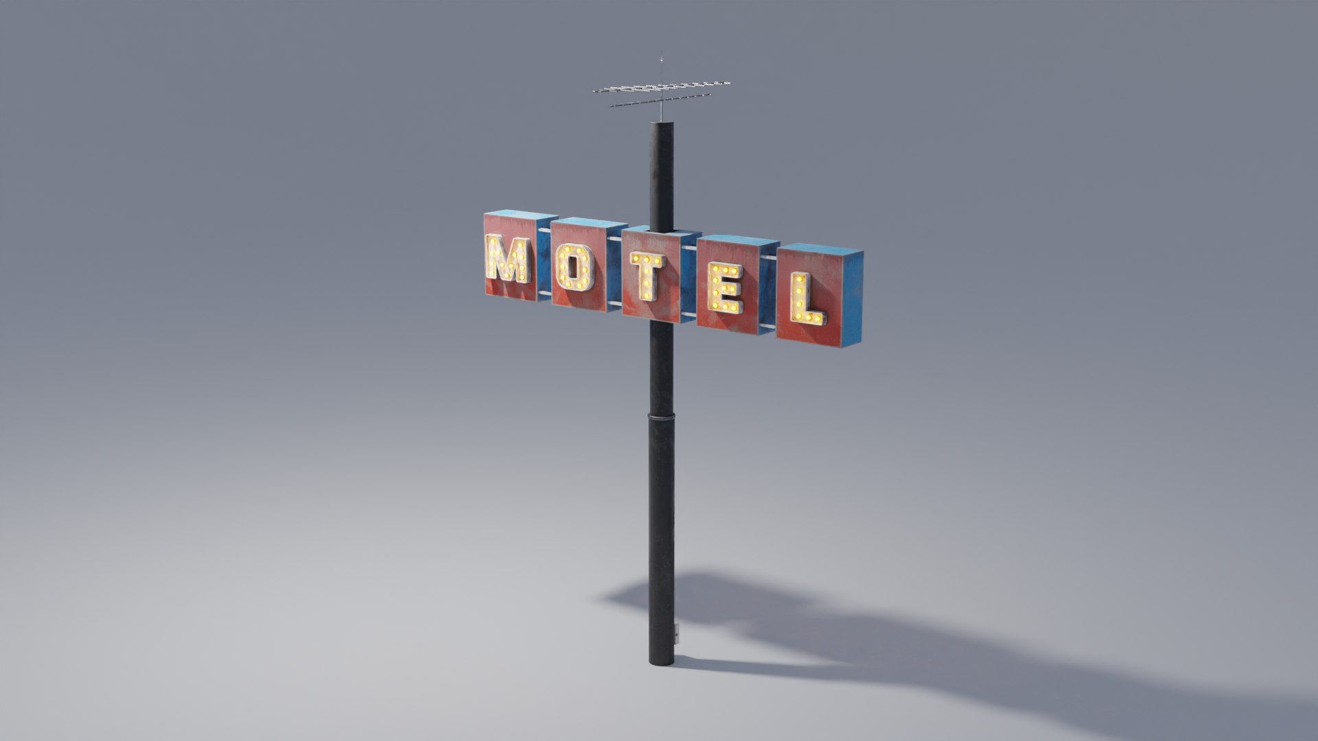 Large Retro Motel Sign With Antenna 4K 3D Model 3D - TurboSquid 1958595