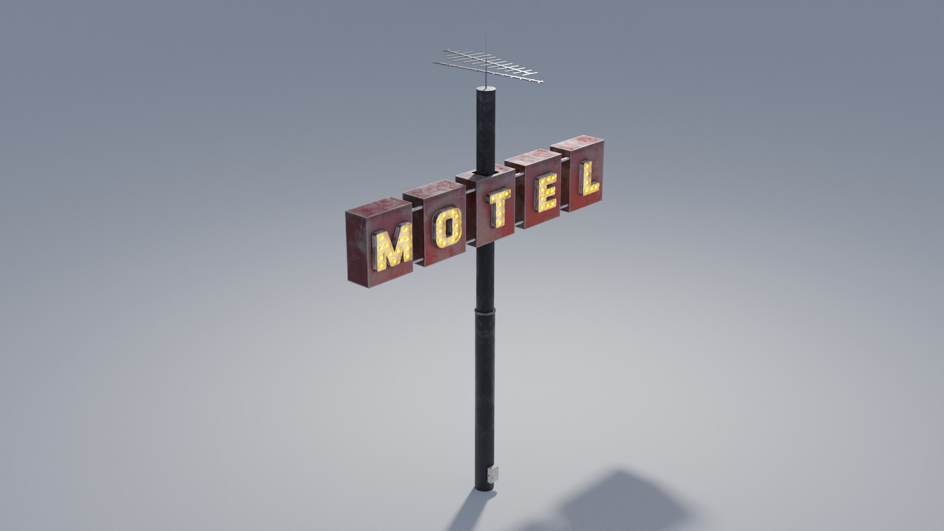 Large Retro Motel Sign With Antenna 4K 3D Model 3D - TurboSquid 1958595