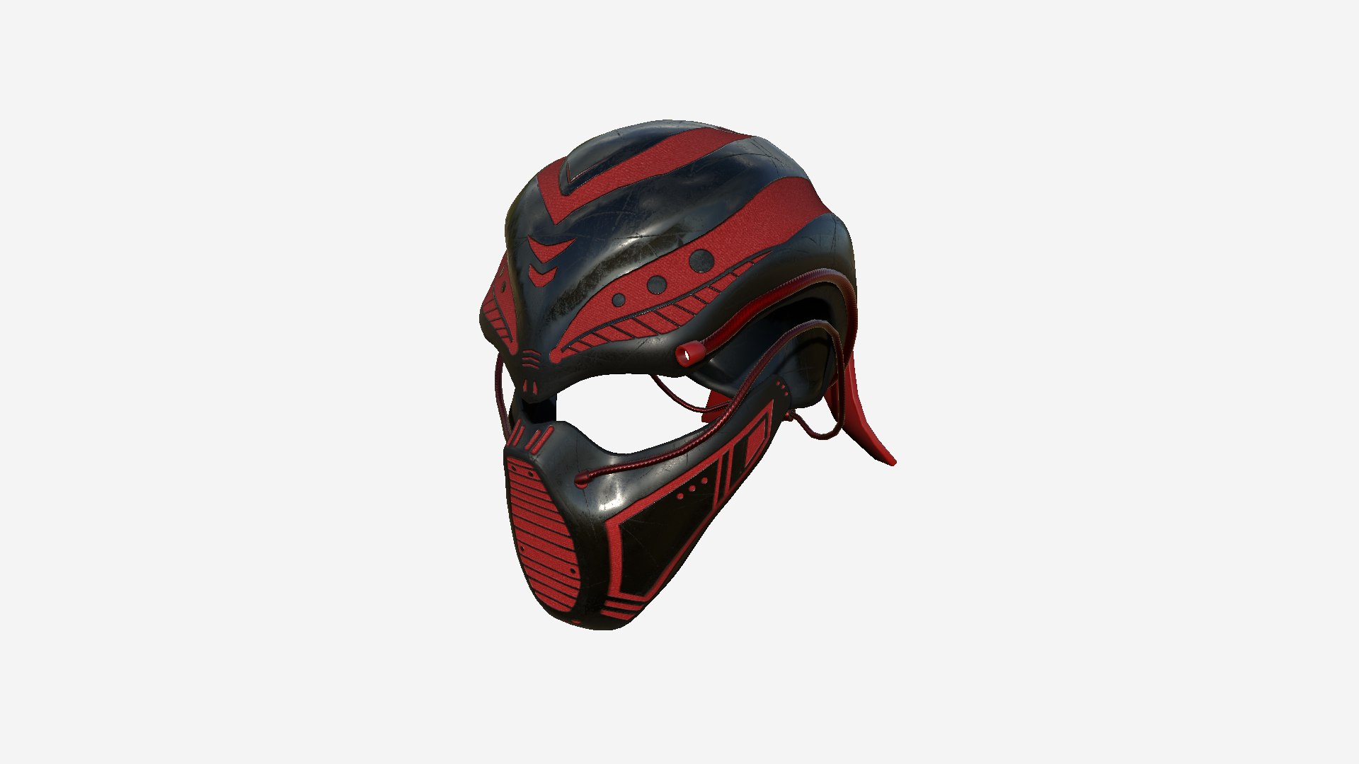 3D SciFi Ninja Mask A04 Black Red - Character Design Fashion model ...