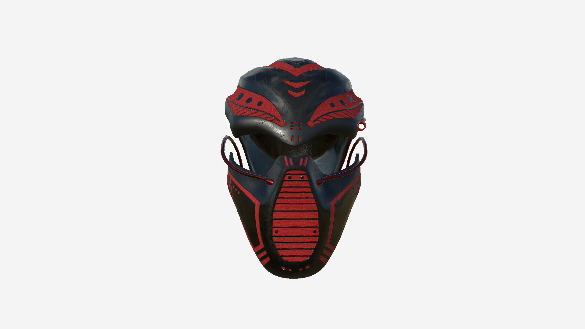 3D SciFi Ninja Mask A04 Black Red - Character Design Fashion model ...