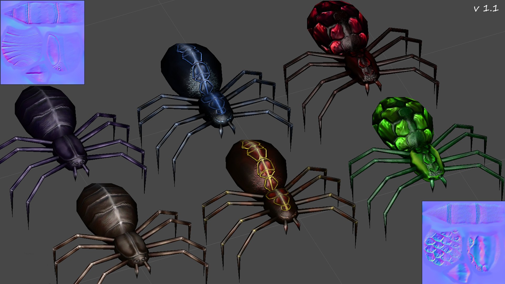 Fbx Spiders Pack Animations